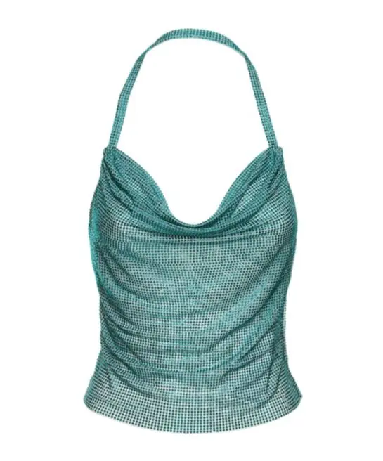 Giuseppe Di Morabito Embellished Net Halter Top - Green