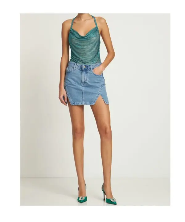 Giuseppe Di Morabito Embellished Net Halter Top