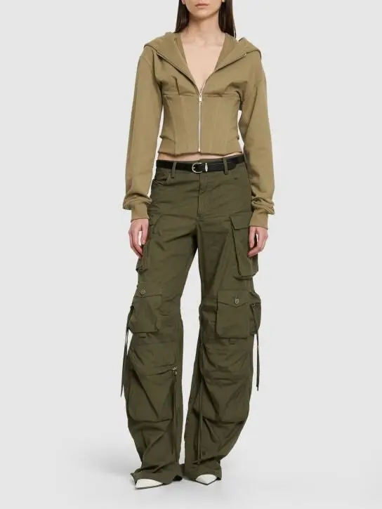 DION LEE Cotton Jersey Corset Hoodie