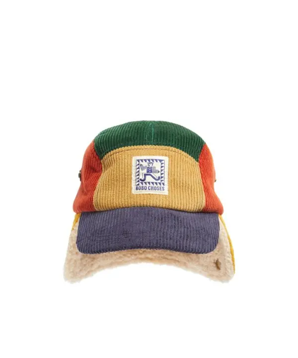 BOBO CHOSES Embroidered Logo Corduroy Hat - Multicolor