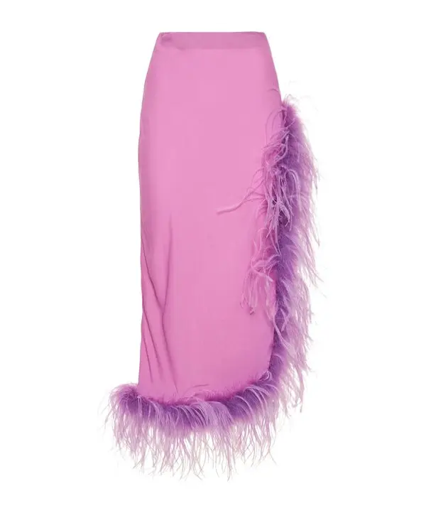 Giuseppe Di Morabito Viscose Midi Skirt With Feather Trim