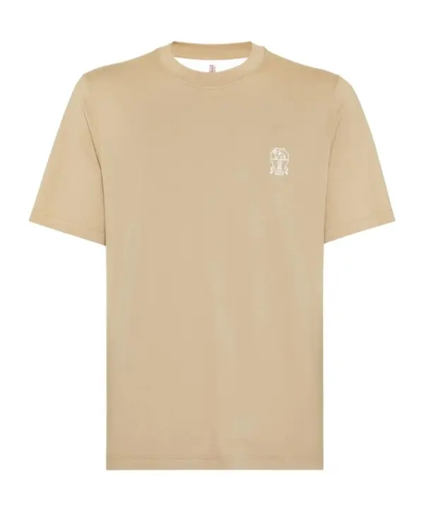Brunello Cucinelli Logo Embroidered Crewneck T-shirt