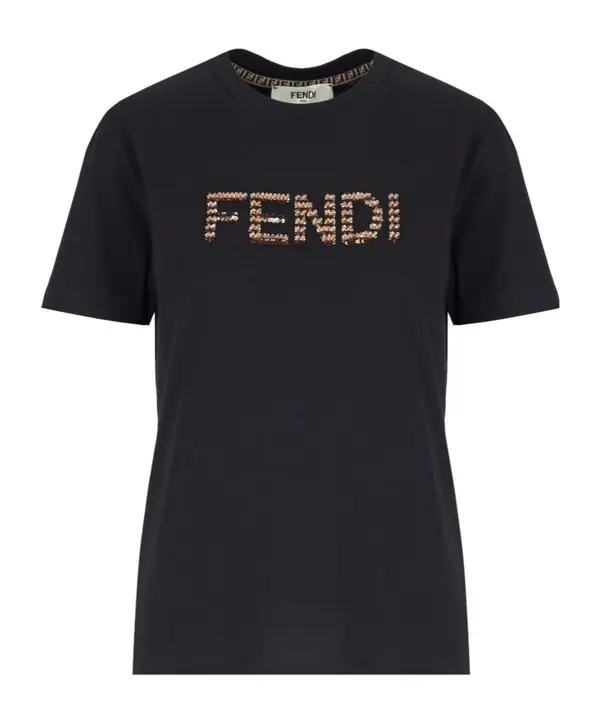 Fendi Sequin Logo Crewneck T-shirt