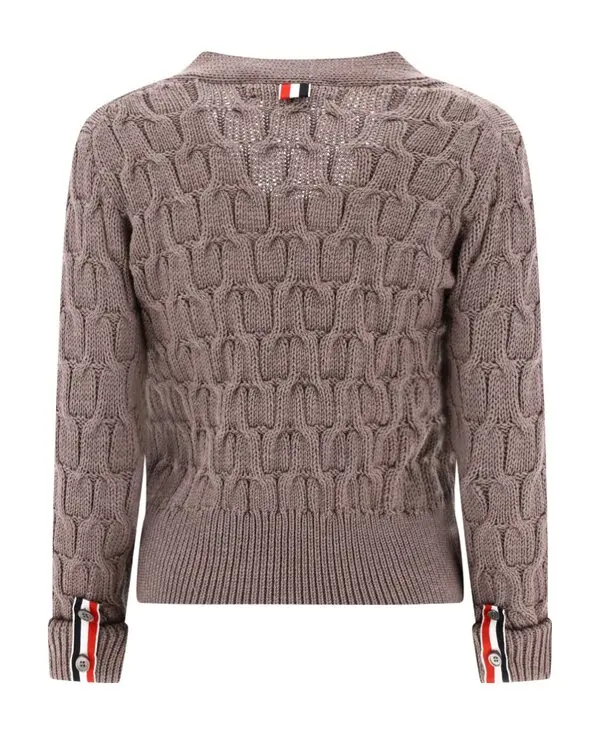 Thom Browne Crisscross Cable Knit V-neck Cardigan