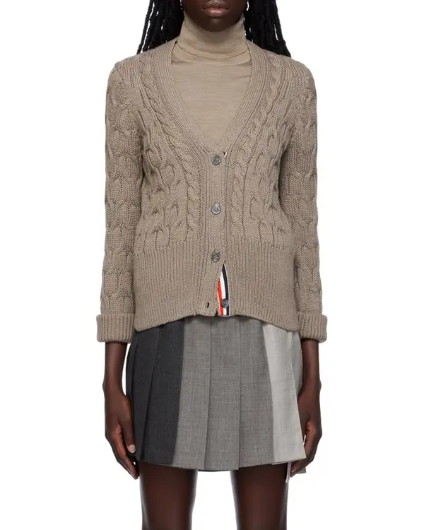 Thom Browne Crisscross Cable Knit V-neck Cardigan