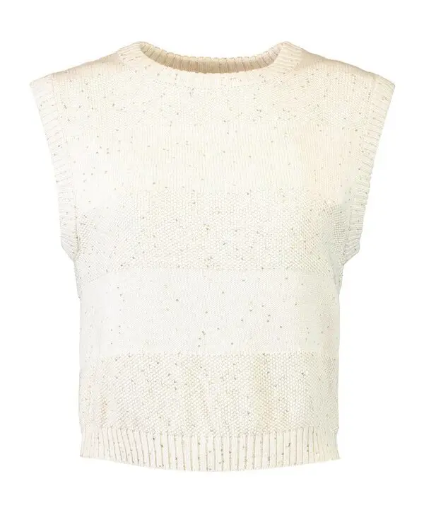 Brunello Cucinelli Striped Sleeveless Knit Top - White
