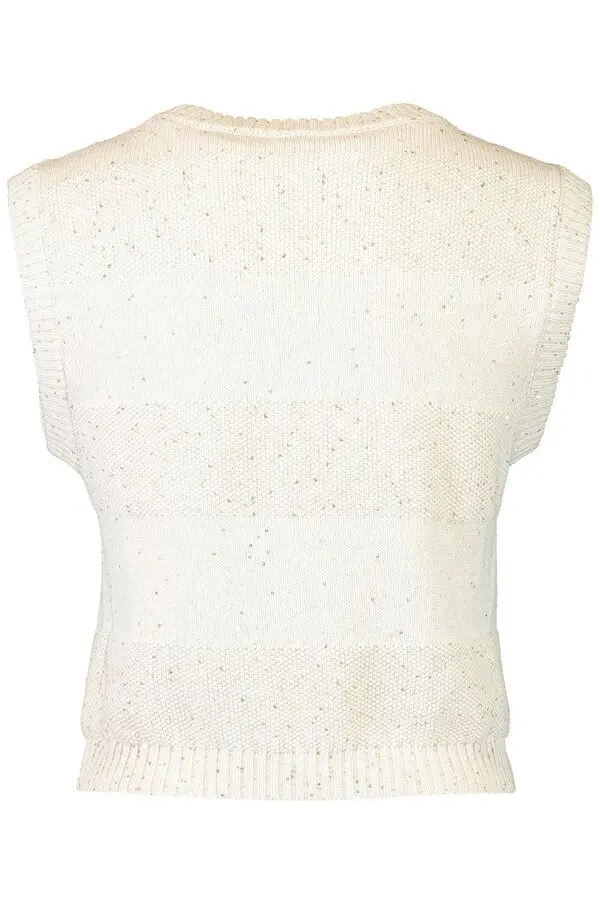 Brunello Cucinelli Striped Sleeveless Knit Top - White