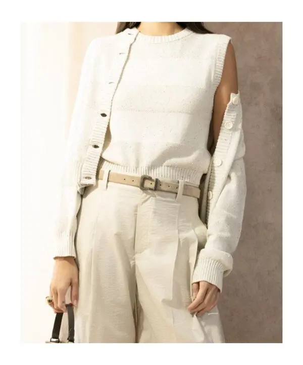 Brunello Cucinelli Striped Sleeveless Knit Top - White