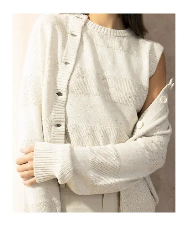 Brunello Cucinelli Striped Sleeveless Knit Top - White