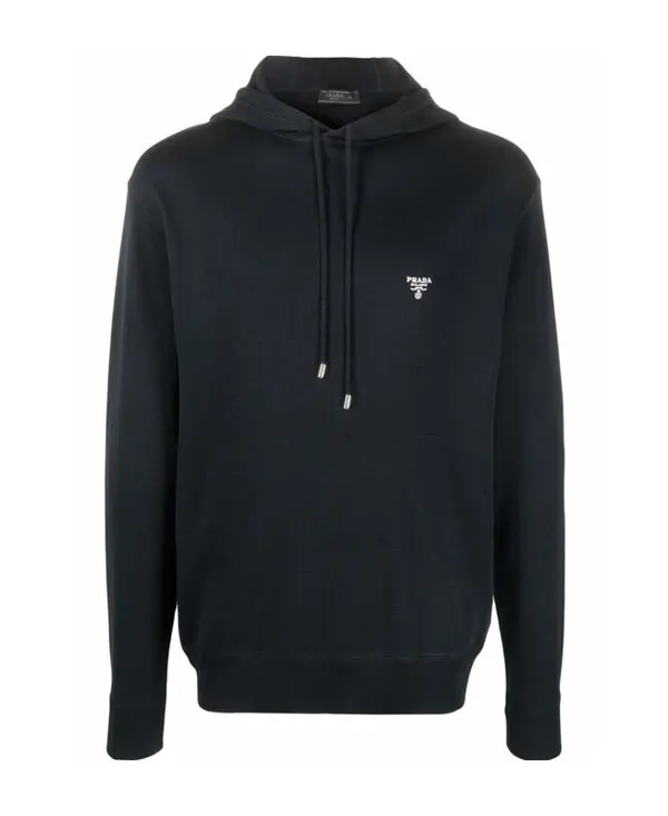 Prada Logo Hooded Sweater - Black