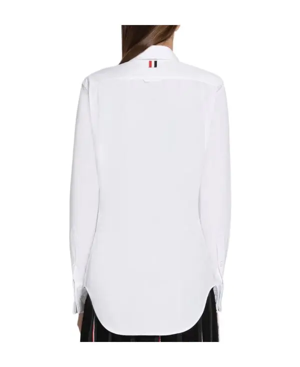 Thom Browne Long Sleeve Shirt With Logo Patch And Signature Stripes