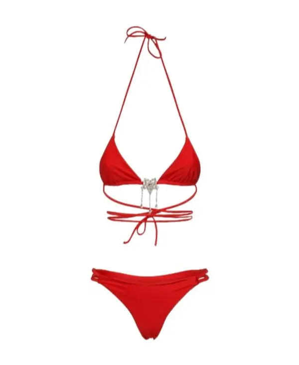 Alessandra Rich Embellished Bikini - Red