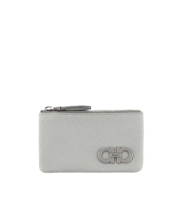 FERRAGAMO Gancini Zipper Coin Purse - Gray