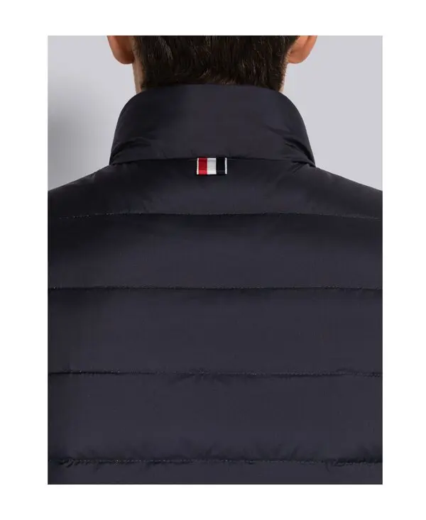 Thom Browne Zipped Down Gilet With Sporty Stripes - Navy Blue