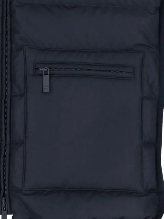 Thom Browne Zipped Down Gilet With Sporty Stripes - Navy Blue