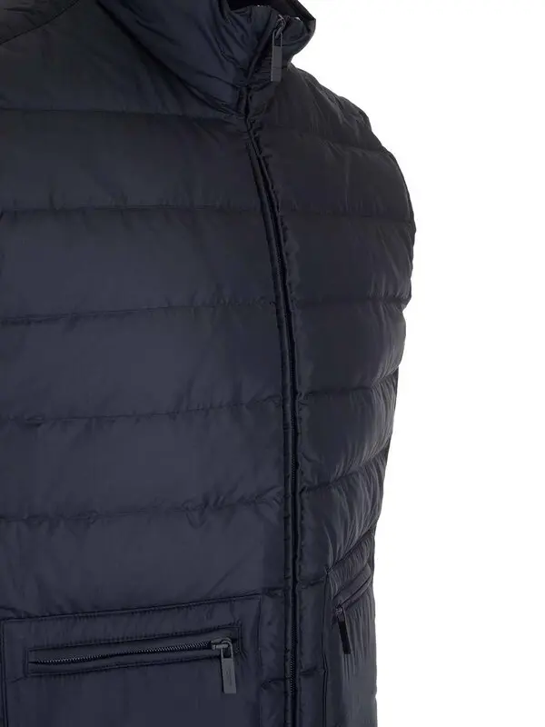 Thom Browne Zipped Down Gilet With Sporty Stripes - Navy Blue