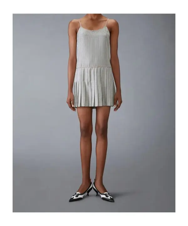 Thom Browne Striped Pleated Mini Dress