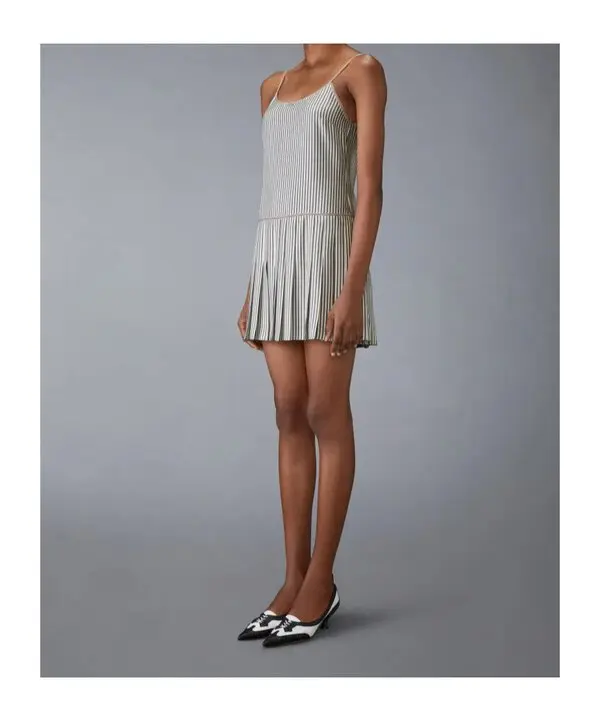 Thom Browne Striped Pleated Mini Dress