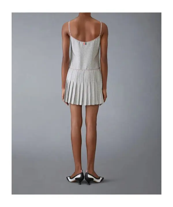 Thom Browne Striped Pleated Mini Dress