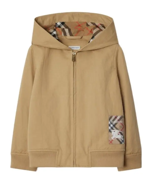 Burberry Equestrian Knight Zip-up Hooded Jacket - Sand