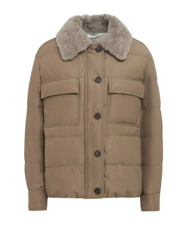 Brunello Cucinelli Padded Jacket With Fur Collar