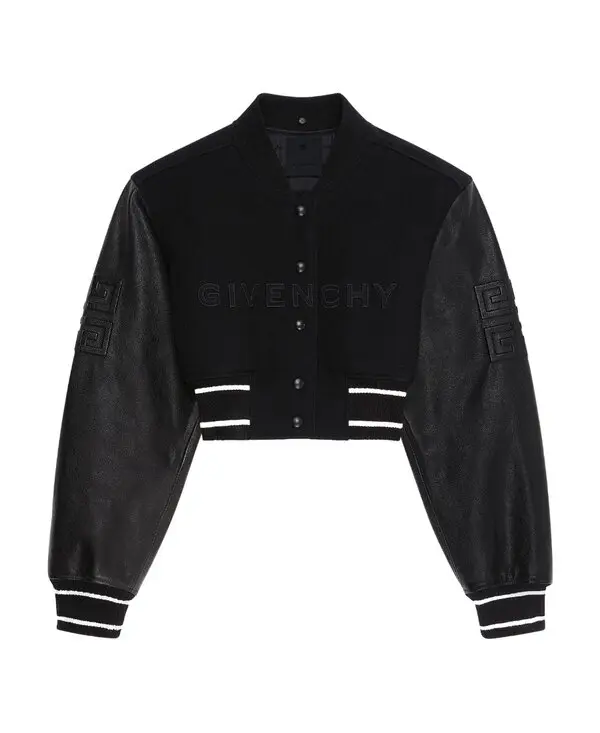 Givenchy Cropped Bomber Jacket With Logo Detail