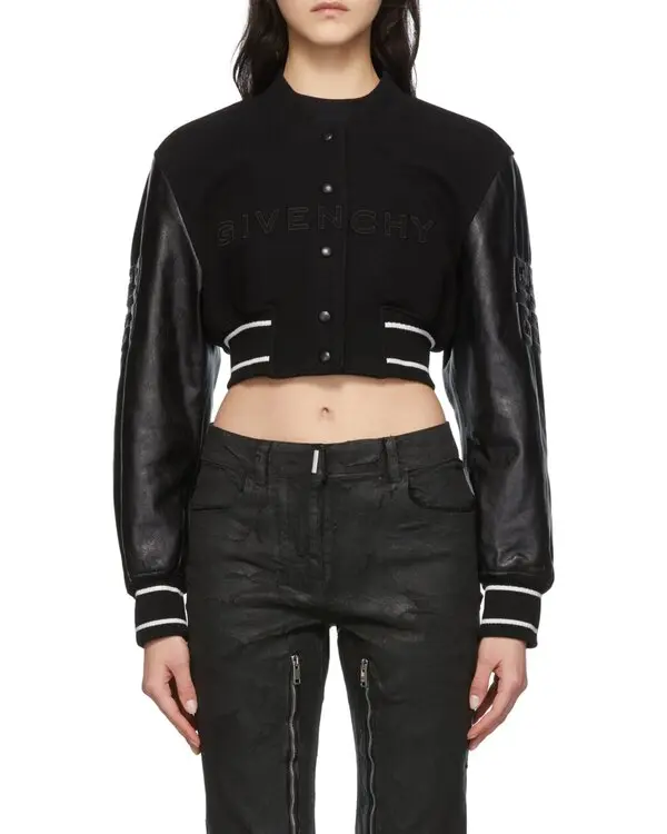 Givenchy Cropped Bomber Jacket With Logo Detail