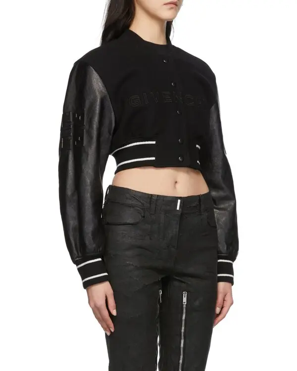 Givenchy Cropped Bomber Jacket With Logo Detail