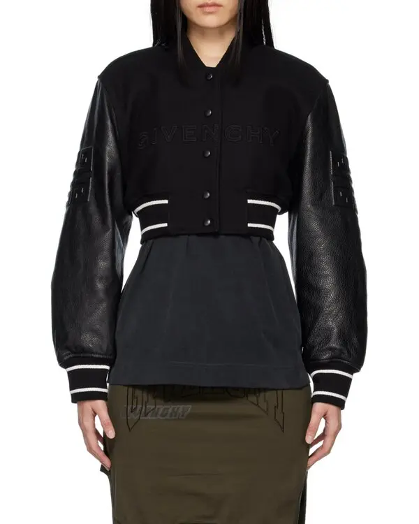 Givenchy Cropped Bomber Jacket With Logo Detail