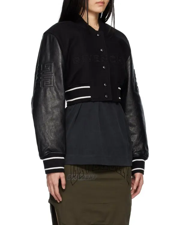 Givenchy Cropped Bomber Jacket With Logo Detail