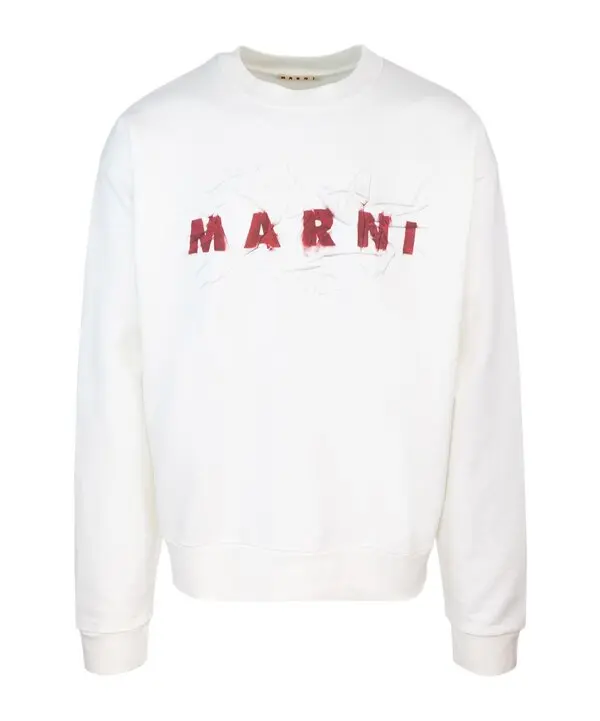 Marni Logo Printed Crewneck Sweatshirt - White
