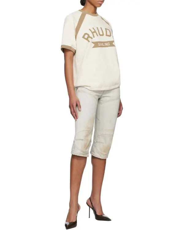 Rhude Round Neck Short Sleeve T-shirt With Logo Print