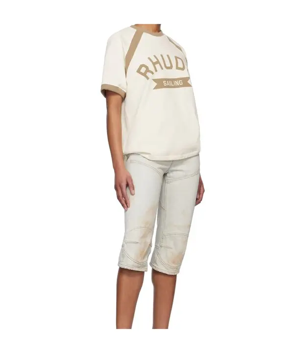 Rhude Round Neck Short Sleeve T-shirt With Logo Print