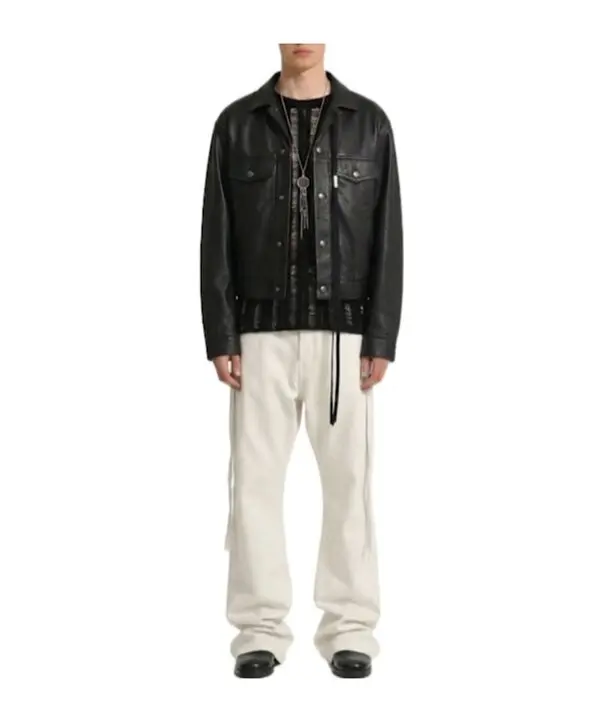 ANN DEMEULEMEESTER Leather Jacket With Logo Detail