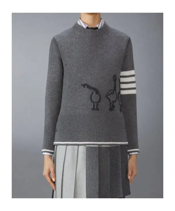 Thom Browne Long-sleeved Crewneck Jumper With Signature Striping