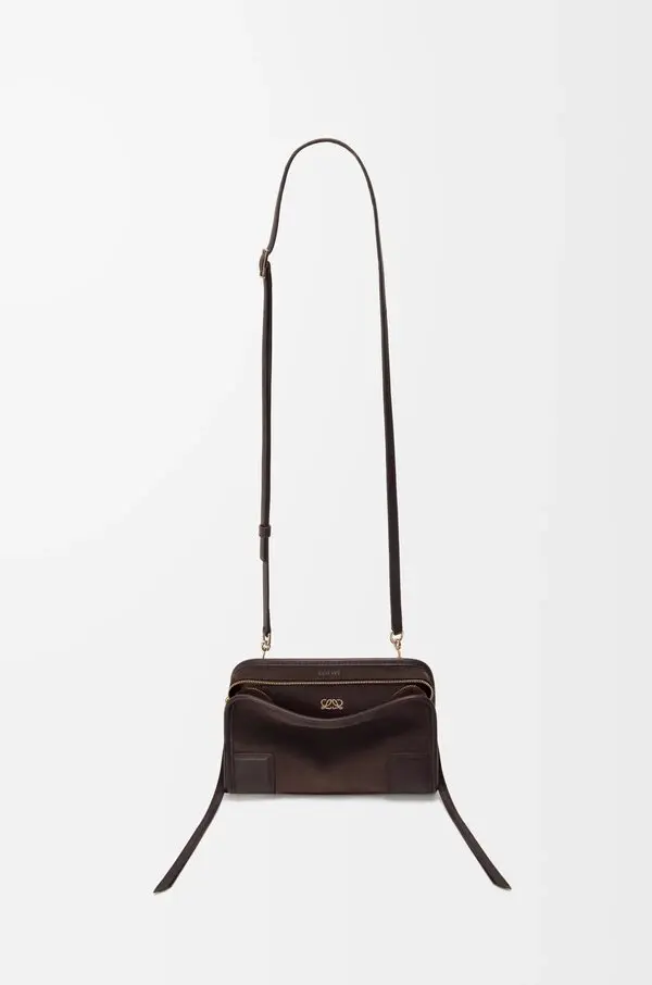 Loewe Amazona 180 Suede Top Handle Bag - Dark Chestnut
