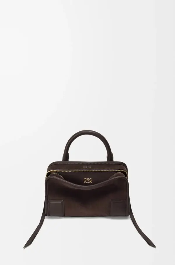 Loewe Amazona 180 Suede Top Handle Bag - Deep Chestnut