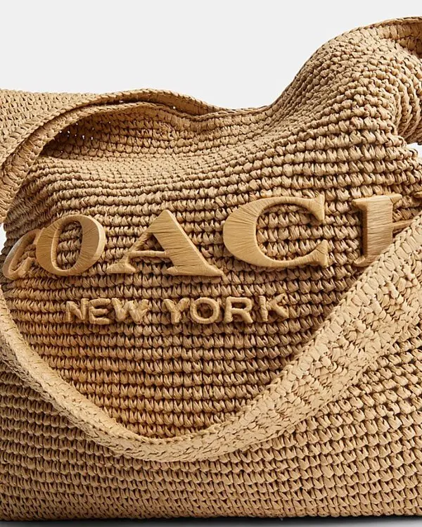 COACH Brooklyn 28 Logo Shoulder Bag - Beige
