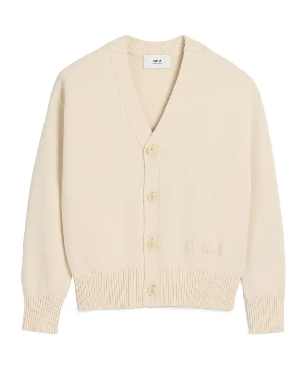 Ami Logo Embroidered V-neck Cardigan