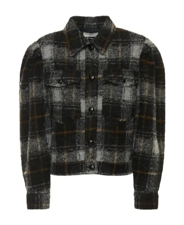 Isabel Marant Étoile Plaid Wool-blend Casual Jacket With Buttoned Cuffs