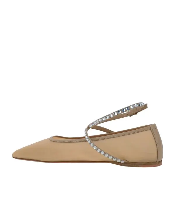 Amina Muaddi Square-toed Ballet Flats With Embellished Straps