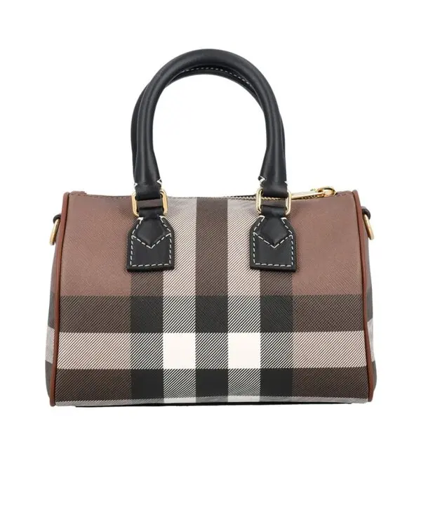 Burberry Checked Zipped Mini Tote Bag - Black