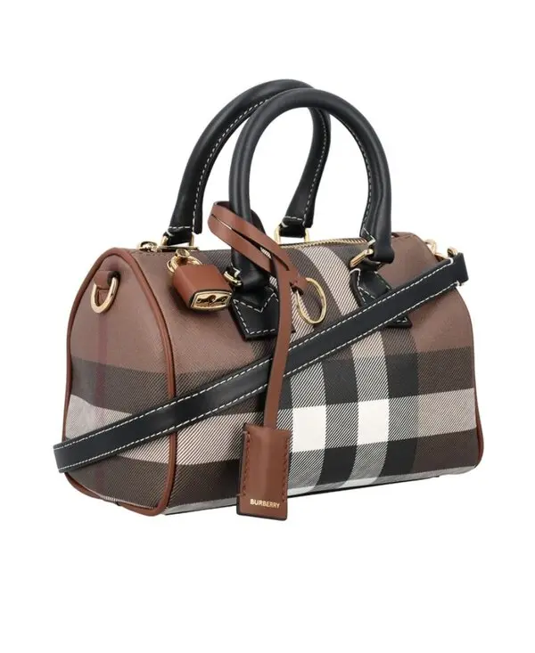 Burberry Checked Bowling Shoulder Bag - Black