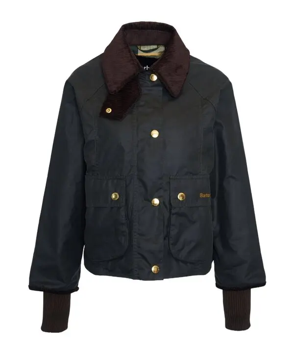 Barbour Beadnell Waxed Cropped Jacket - Black