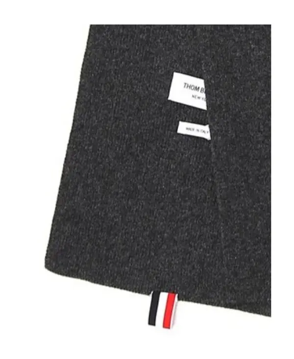 Thom Browne Full Needle Rib Scarf With White 4-bar Stripe In Cashmere