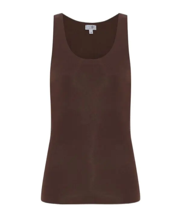 MAISON MARGIELA Crewneck Tank Top With Wide Straps - Brown