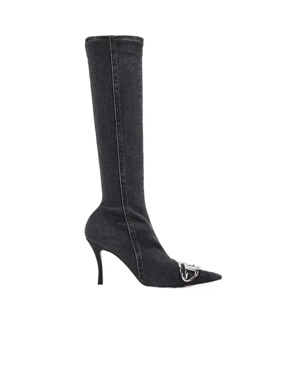 DIESEL® D-venus Knee-high Stiletto Boots With Metal Oval D Detail