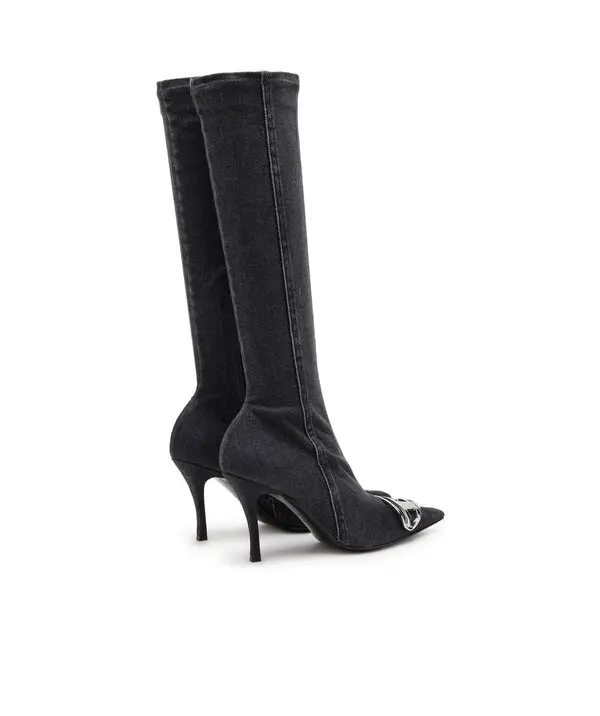DIESEL® D-venus Knee-high Stiletto Boots With Metal Oval D Detail
