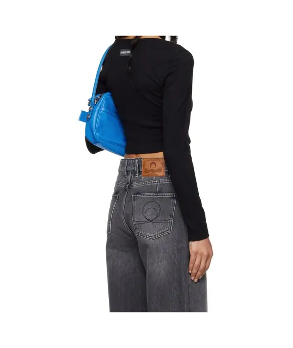 MARINE SERRE Logo Embroidered Ribbed Knit Top