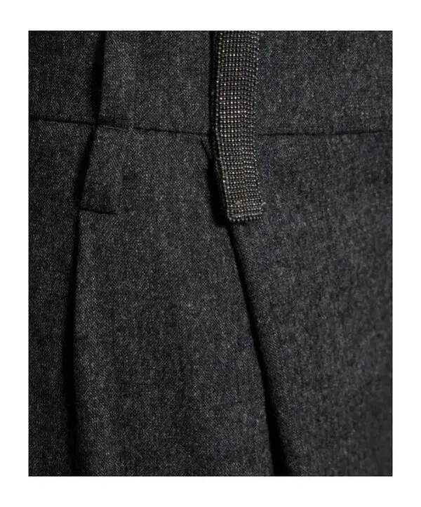 Brunello Cucinelli High Rise Flannel Straight Leg Trousers